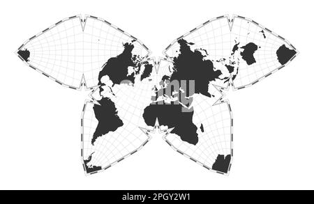 Vector world map. Steve Waterman's butterfly projection. Plain world ...