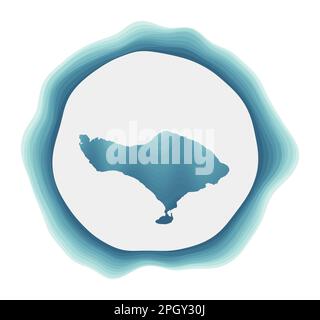 Bali icon. Round logo with island map and title. Stylish Bali badge ...
