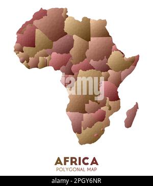 Africa map. Map of the continent with beautiful geometric waves in red ...