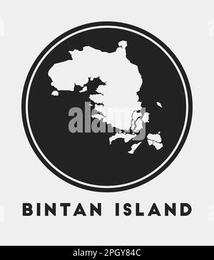Bintan Island Badge. Round logo of island with triangular mesh map and ...
