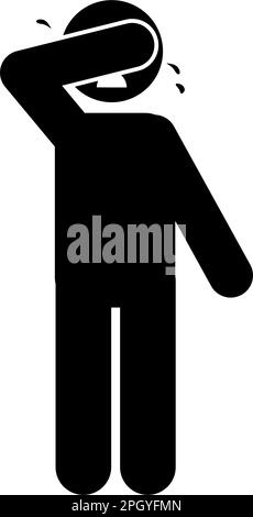 man crying icon over white background, silhouette style, vector ...