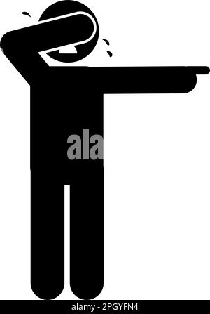 man crying icon over white background, silhouette style, vector ...