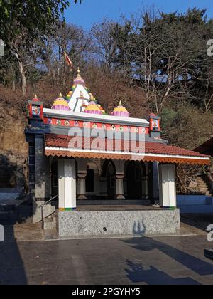 Well decorateda and painted temple of Shiva God at Chaul near Alibag ...