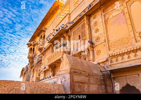 Jaisalmer Fort yellow limestone architecture. Jaisalmer Fort also known as the Golden Fort is a ...