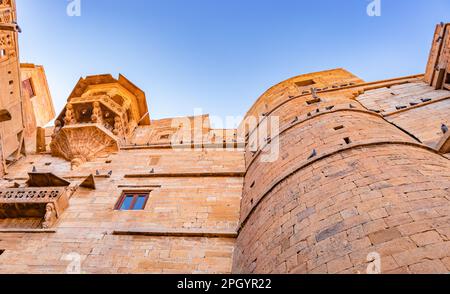 Jaisalmer Fort yellow limestone architecture. Jaisalmer Fort also known as the Golden Fort is a ...