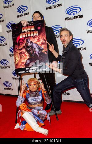 David Dastmalchian, Tati Gabrielle, Christopher Gorham at the press room for "Batman: The Doom ...