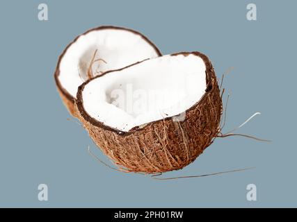 Coconut halves. Cut pieces, cross-section of open coco nut fruit ...