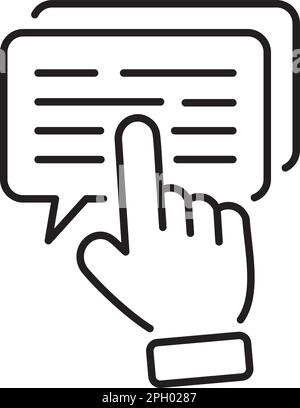 Project management hand, conversation bubble, testimonials vector icon ...