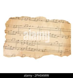 Parchment piece of paper with old music melody, song scrapbook sheet ...