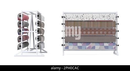 Rolled Carpet Samples with Carpet Shop Display Rack on a white ...