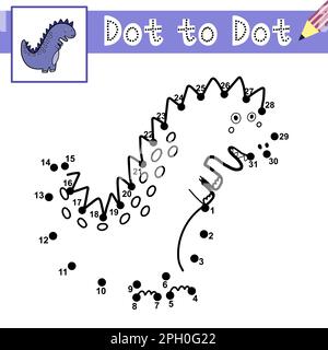 Dot to dot game with cute cartoon dinosaur stegosaurus. Connect the ...