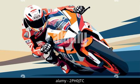 Moto gp vector art. Man on a motorbike at high speed leaning in the ...