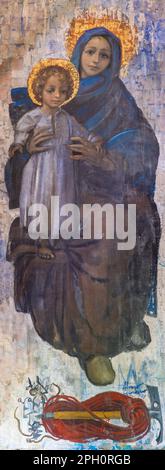 ENTREVES, ITALY - JUNY 12, 2022: The vision of Madonna to St. Jerome of ...