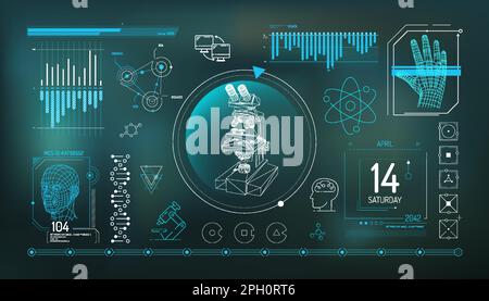 Set of infographic elements about microscopy and biomedical research ...