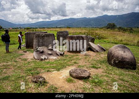 Poso, Indonesia. 25th Mar, 2023. Stone statues are seen at Bada Valley ...