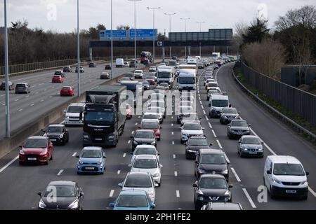 Junction 12 on The M25 motorway in Surrey. UK Stock Photo - Alamy