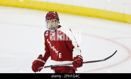 Colgate's Pierson Brandon skates against Michigan during an NCAA hockey ...