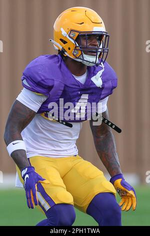 March 25, 2023: LSU's Harold Perkins Jr. (4) runs through a drill ...