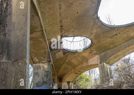 Part of the derelict boiler house in Brynmawr, Wales, the ruins of the ...