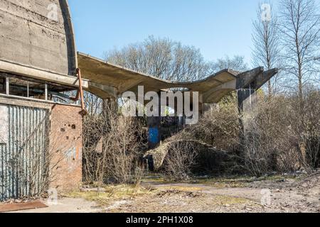 Part of the derelict boiler house in Brynmawr, Wales, the ruins of the ...