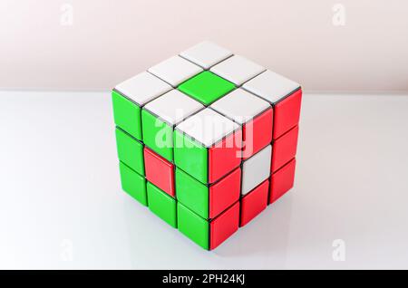 ROME - CIRCA FEBRUARY 2013: Example of creatively solved Rubik's cube ...