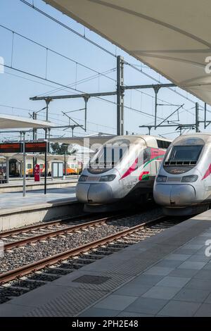 Al Boraq trains in Tangier railway station in Morocco Stock Photo - Alamy