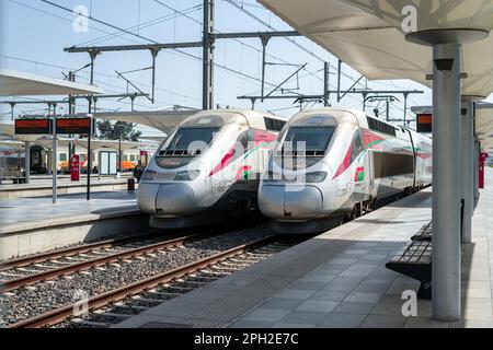 Al Boraq trains in Tangier railway station in Morocco Stock Photo - Alamy