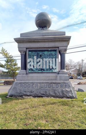 Roger Ludlow Monument, dedicated in 1895, Ludlow was the founder of the ...