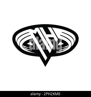 MH Logo monogram letter with triangle shape slice isolated outline ...
