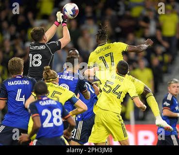 Goalkeeper Roman Celentano (18) of Cincinnati FC saves during 2nd game ...