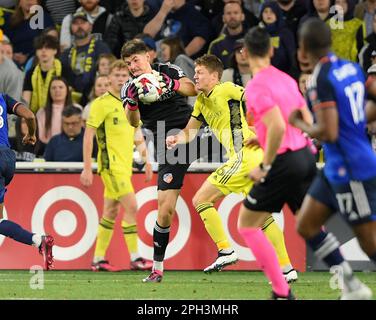FC Cincinnati goalkeeper Roman Celentano (18) speaks with defender Kipp ...