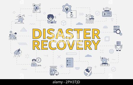 disaster recovery concept with icon set template banner and circle ...