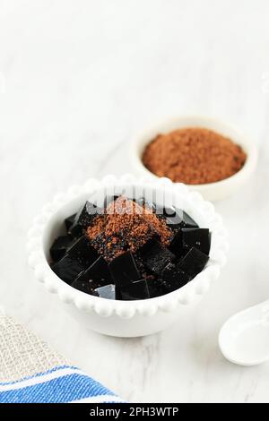 Thai dessert, Grass jelly with syrup (Chao-Kuay Stock Photo - Alamy