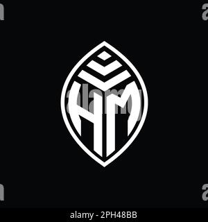 HM Logo monogram letter with triangle shape slice isolated outline ...