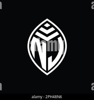 NJ Logo monogram letter with triangle shape slice isolated outline ...