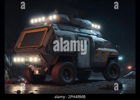 Motorhome post apocalyptic, camper end of the world concept. trailer ...