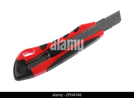 Red utility knife isolated on white. Construction tool Stock Photo - Alamy