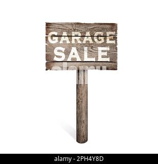 Wooden sign with words Garage Sale isolated on white Stock Photo - Alamy