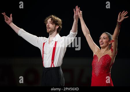 Sara Conti and Niccolo Macii of Italy celebrate after winning the pairs ...