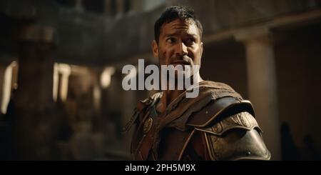 Unyielding Warrior: A Determined Gladiator Marches into Battle Stock ...