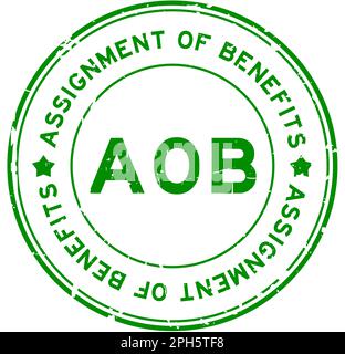 Grunge green AOB Assignment of benefits word square rubber seal stamp ...