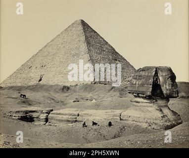 Archival vintage photo of Great Sphinx of Giza and and Great Pyramid of ...