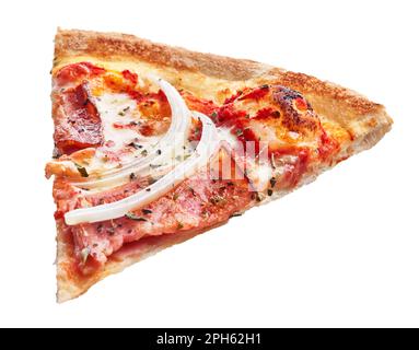 Delicious slice of jam and onion italian pizza over isolated white ...