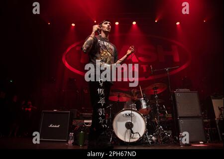 Tobi Duncan of Trash Boat performing at the o2 Academy Glasgow on the ...