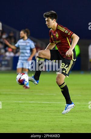 Seattle Sounders midfielder Josh Atencio reacts after his shot on goal ...