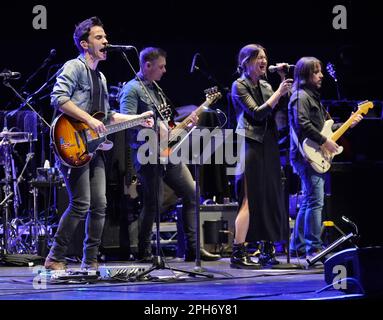 Kelly Jones (left) and Patty Lynn (centre) of Far from Saints during ...
