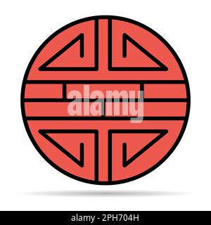 Traditional shou shadow icon, spiritual isolated shu flat symbol, asian ...