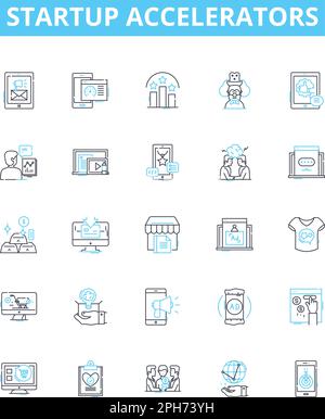 Startup Accelerators vector line icons set. Incubator, Investing ...
