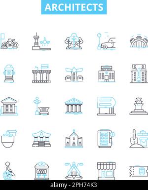 Architects vector line icons set. Design, Creativity, Vision, Blueprint ...