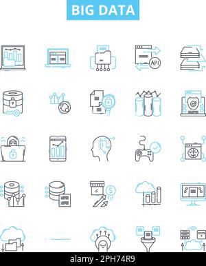 Spark line icons collection. Cluster, Streaming, Data, Framework ...
